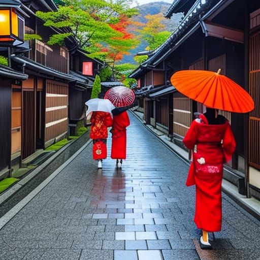 Kyoto Rain - AI Generated Artwork - NightCafe Creator