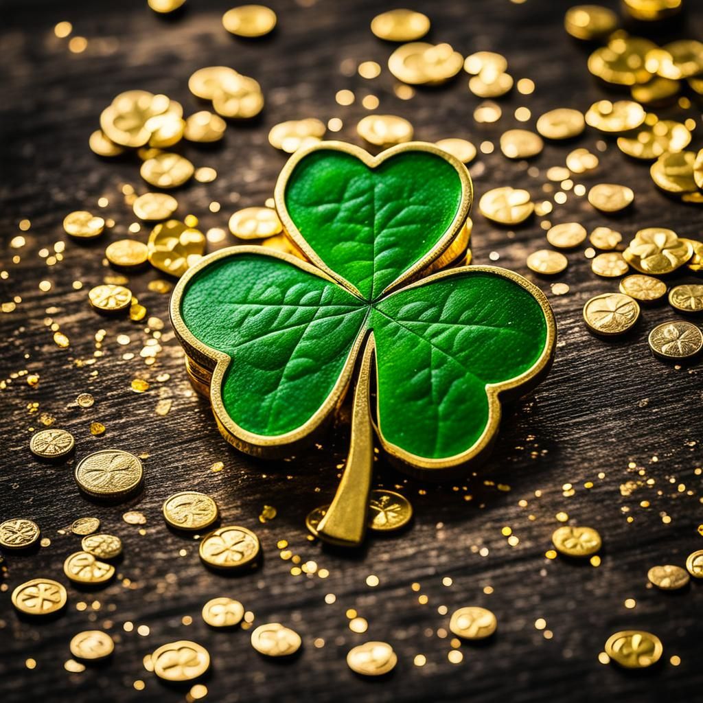 Irish four-leaf clover good luck gold coins 🪙 love joy happy ...