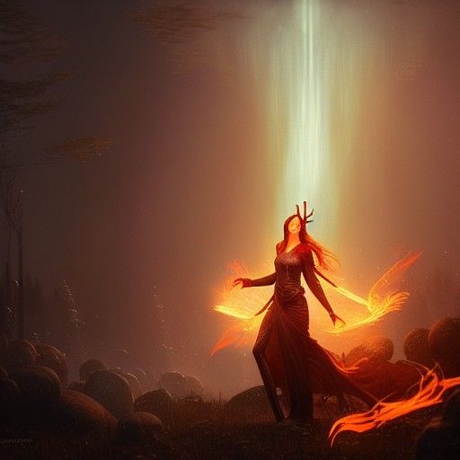 elven mage summoning fire - AI Generated Artwork - NightCafe Creator