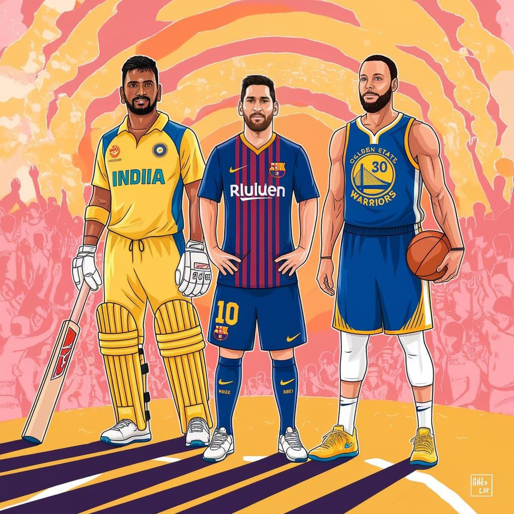 MS Dhoni, Lionel Andrés Messi and Wardell Stephen Curry together