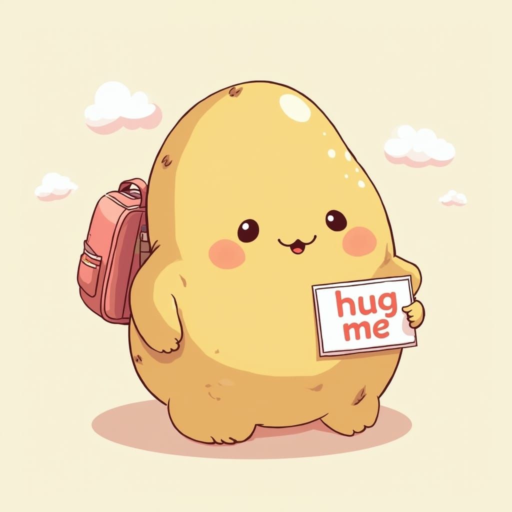 Whimsical Sanrio-Style Emotional Support Potato - AI Art