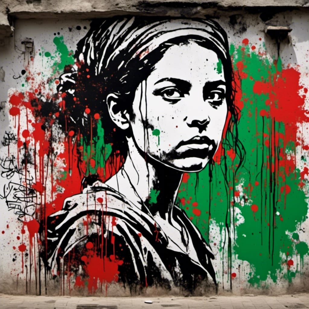 جنى (Jana) | 🇵🇸 graffiti mural (Neo-expressionism) - AI Generated ...