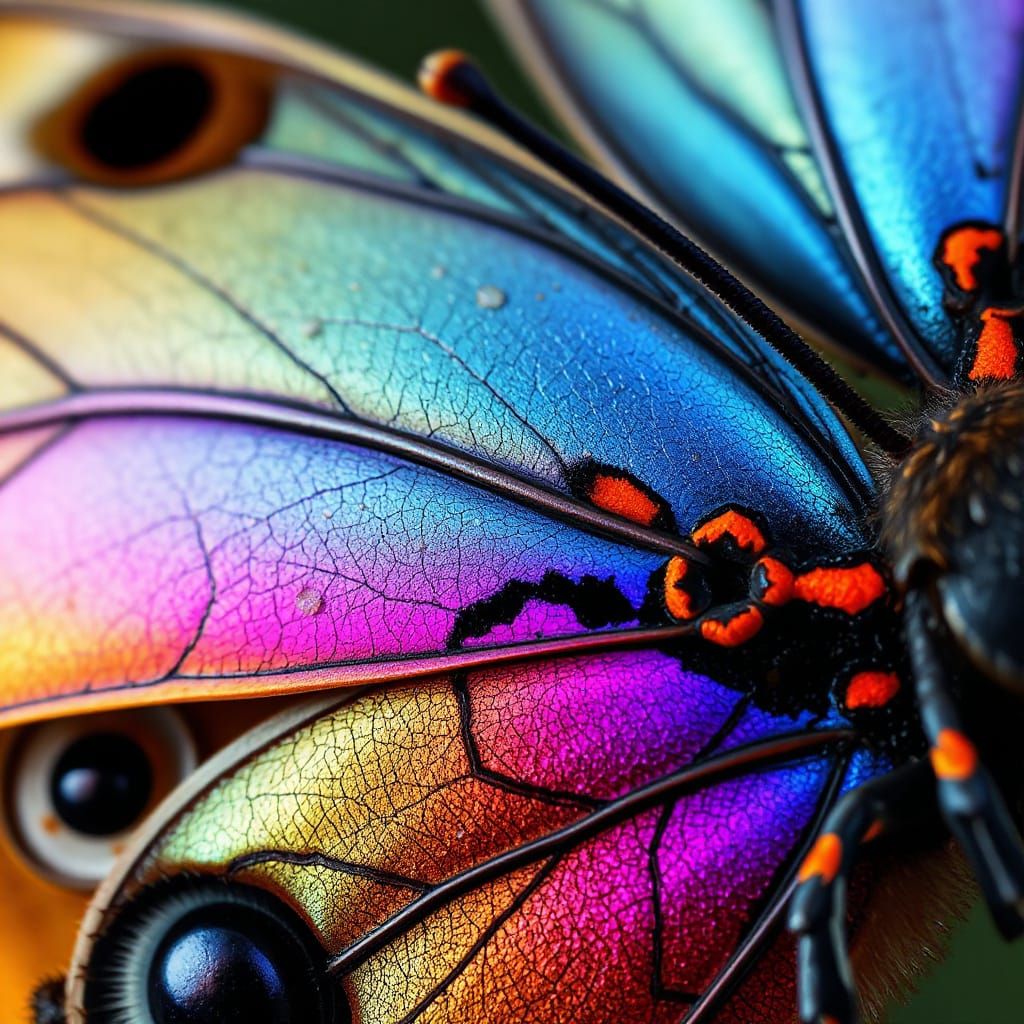 Macro Butterfly Wing: Hyper-Detailed Iridescence - AI Art