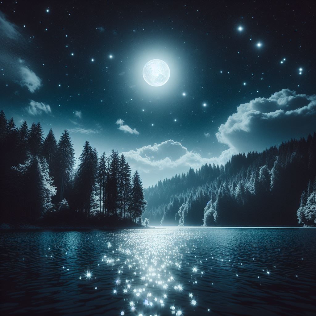 Lake at night - AI Generated Artwork - NightCafe Creator