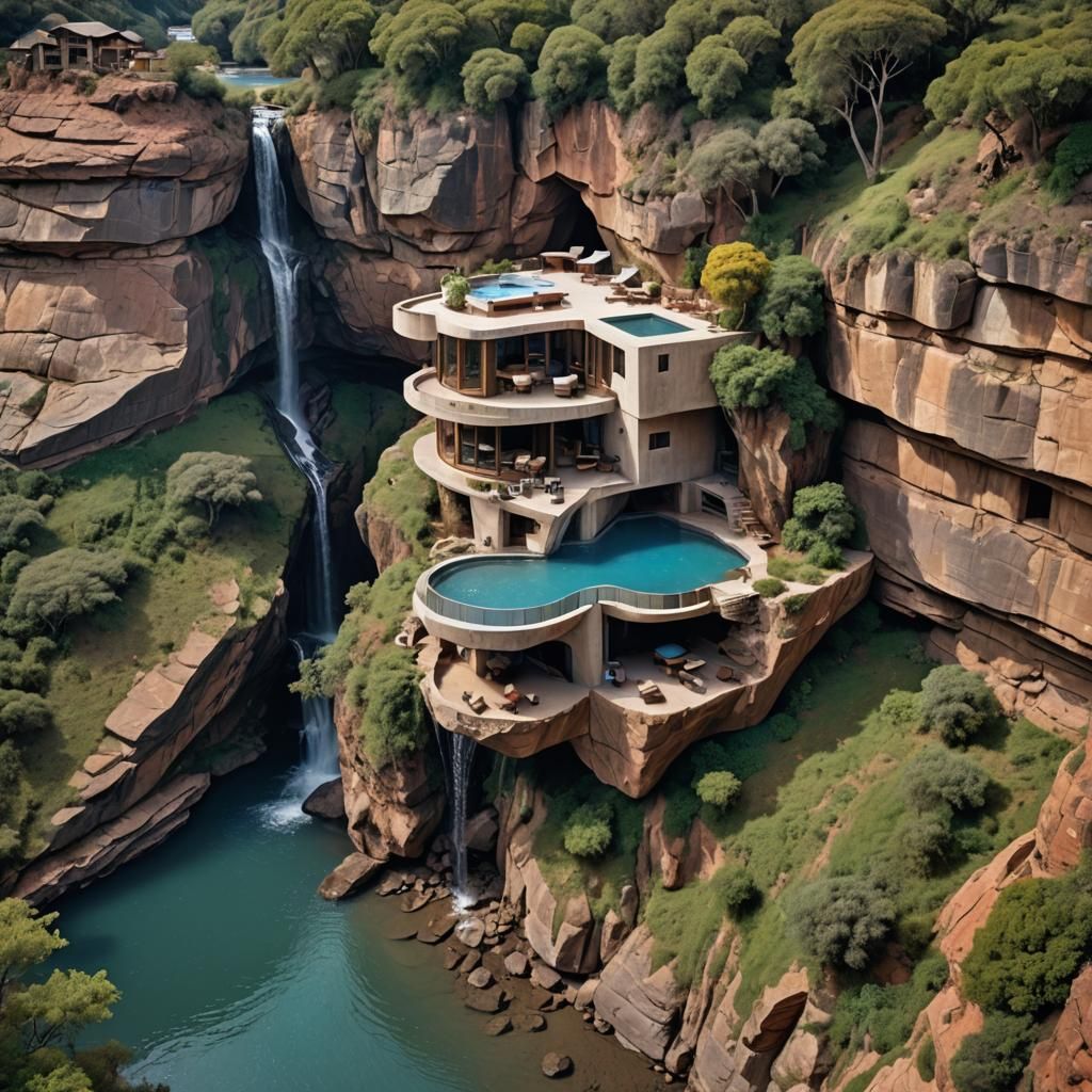 cliffside house - AI Generated Artwork - NightCafe Creator