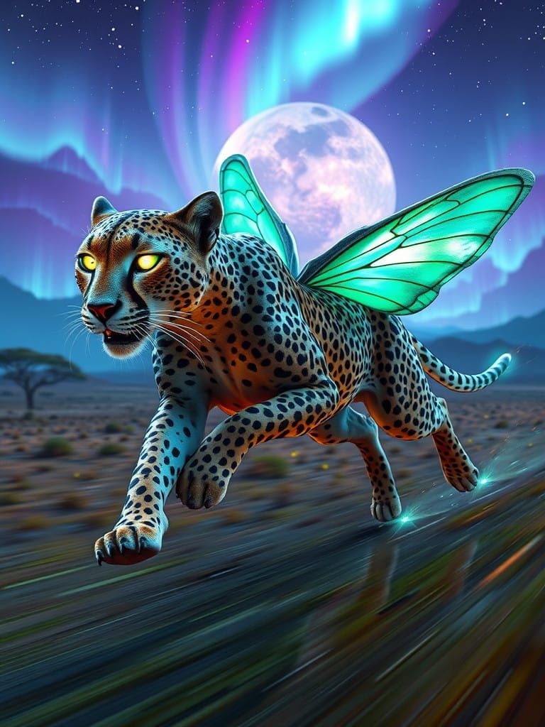 Aurora Cheetah: The Neon Sprinter - Neon Cheetah Dashes Acro...