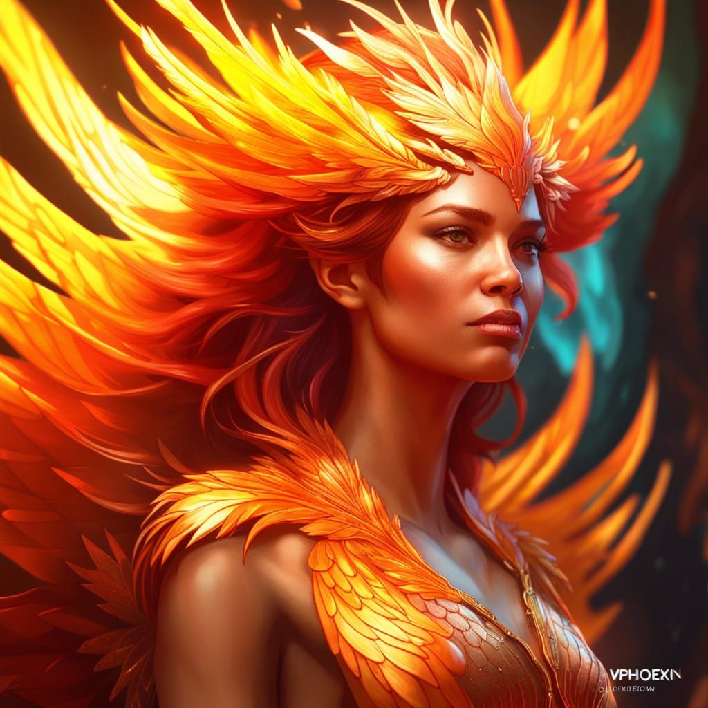 a phoenix goddess transforming into a phoenix, realistic, beautiful, 8k ...