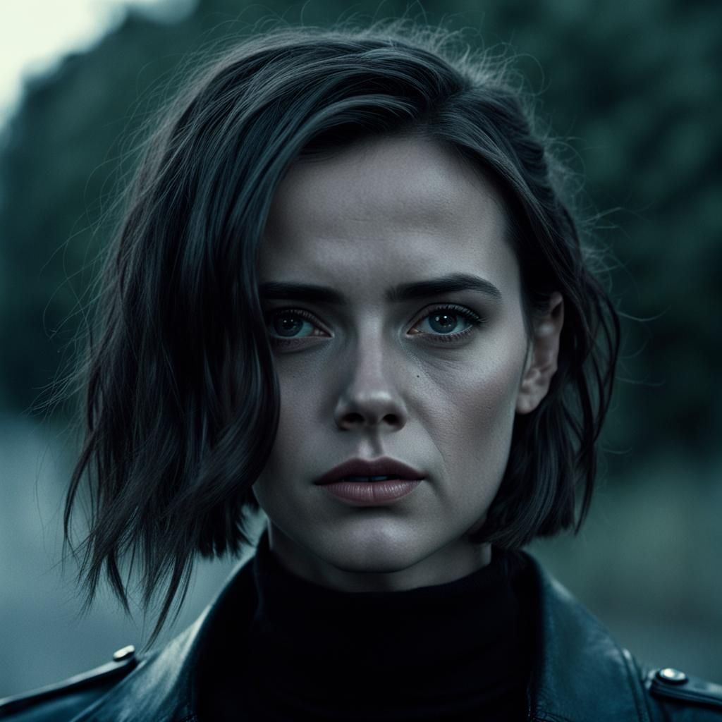 The last movie star, perfect face, dystopian, gloom filled - AI ...