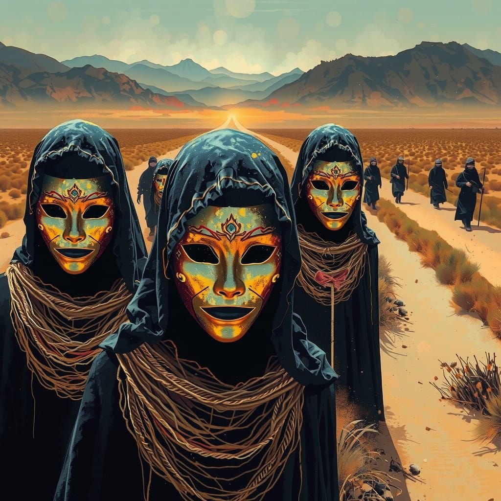 tres brujas en el antiguo desierto