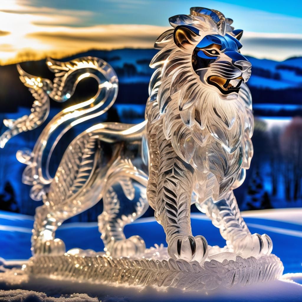 Manticore Ice Sculpture - AI Generated Artwork - NightCafe Creator