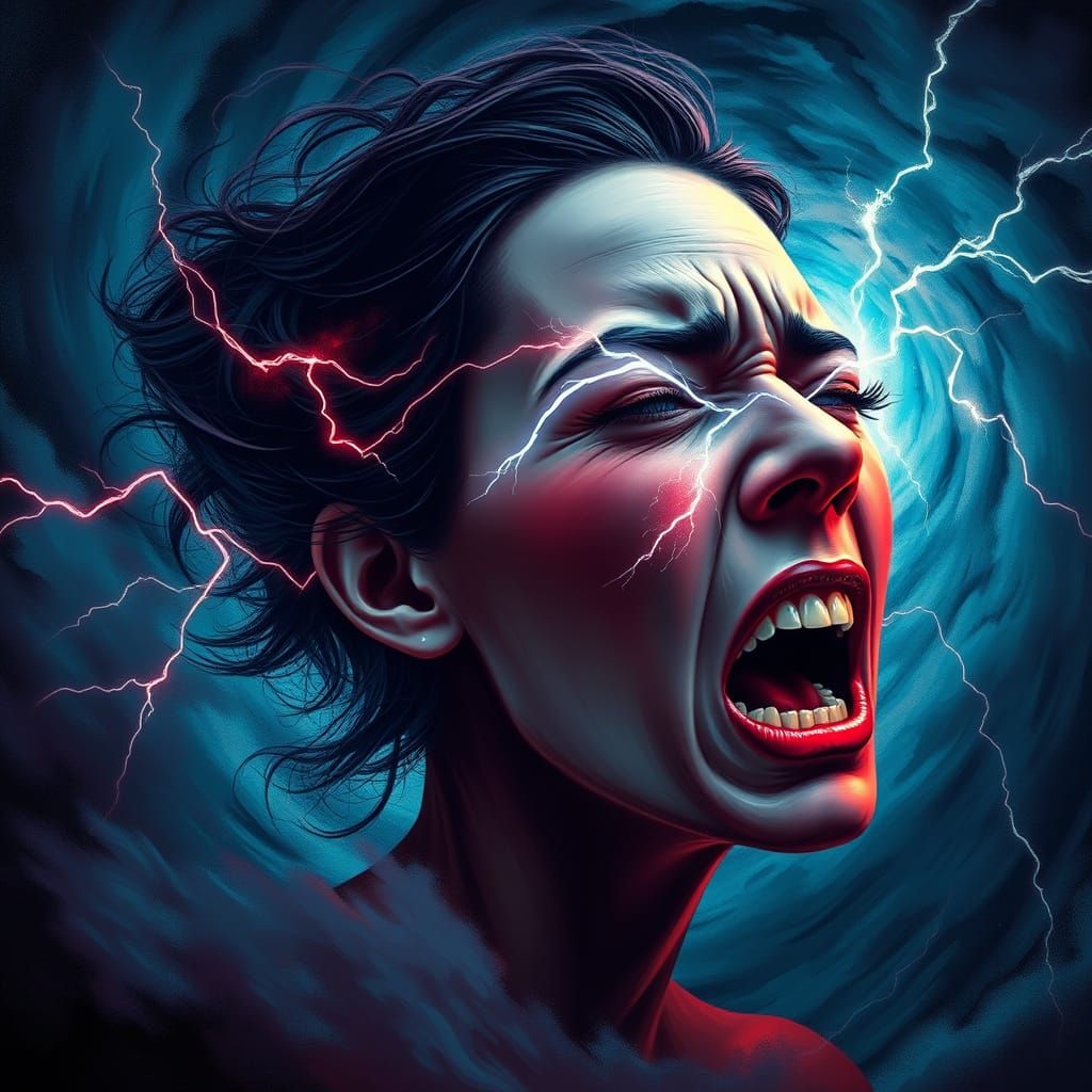 Surreal Migraine Nightmare in Vibrant Colors - AI Art