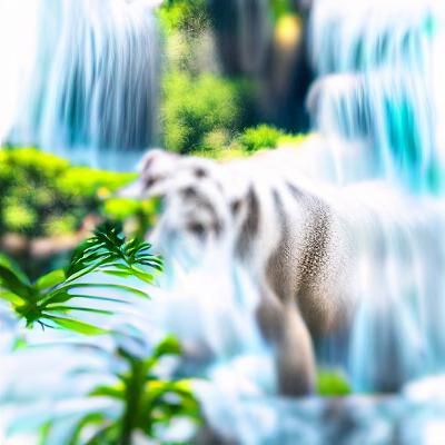 Generate a high-resolution image of a majestic white tiger standing in ...