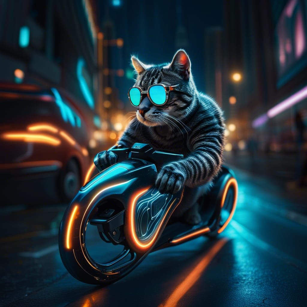 Tron Cat - AI Generated Artwork - NightCafe Creator