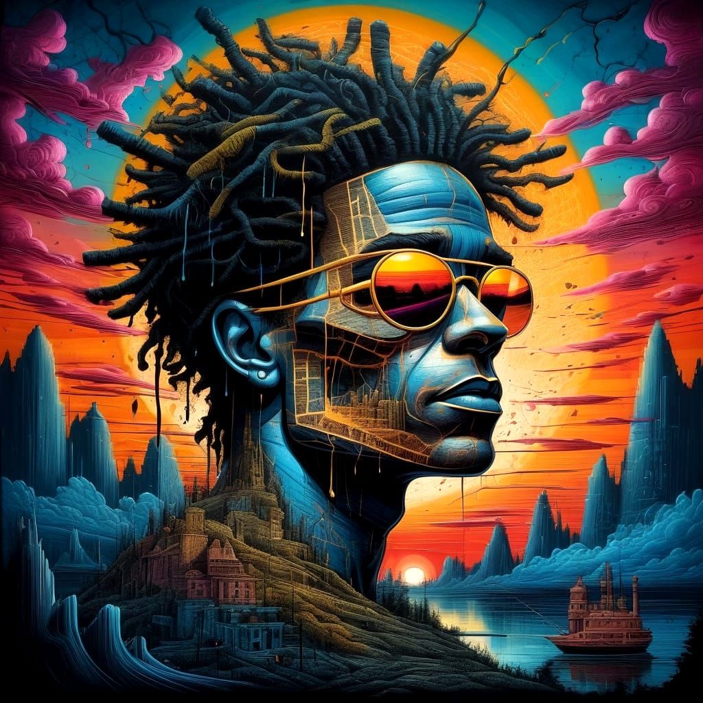 Face. Male. - Rococo Sunset Portal in a Fantastical Realm