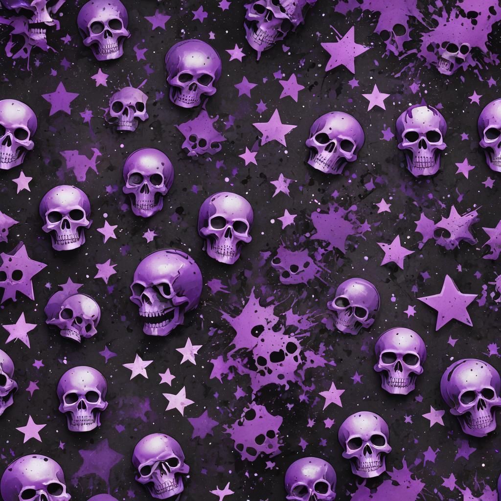 2000s emo star punk black and purple skull stars punk spray-paint - AI ...