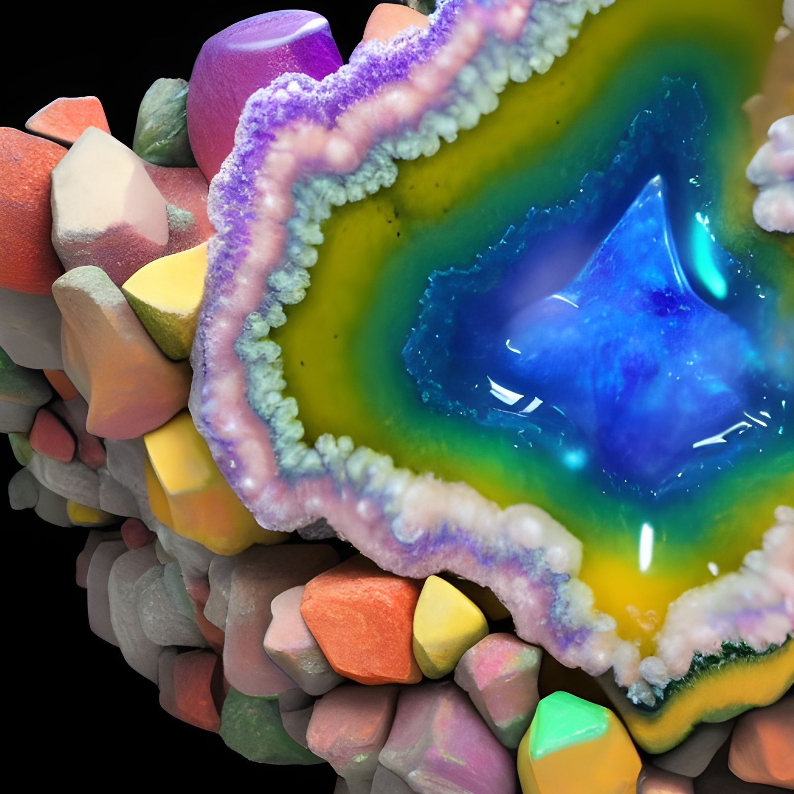Rainbow colored geode - AI Generated Artwork - NightCafe Creator