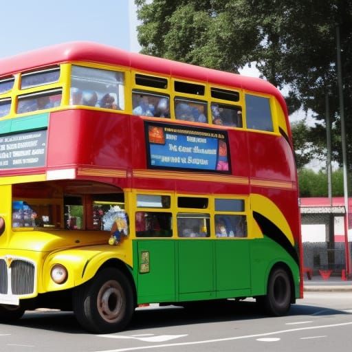 Monkeys driving a double decker bus - AI Generated Artwork - NightCafe ...