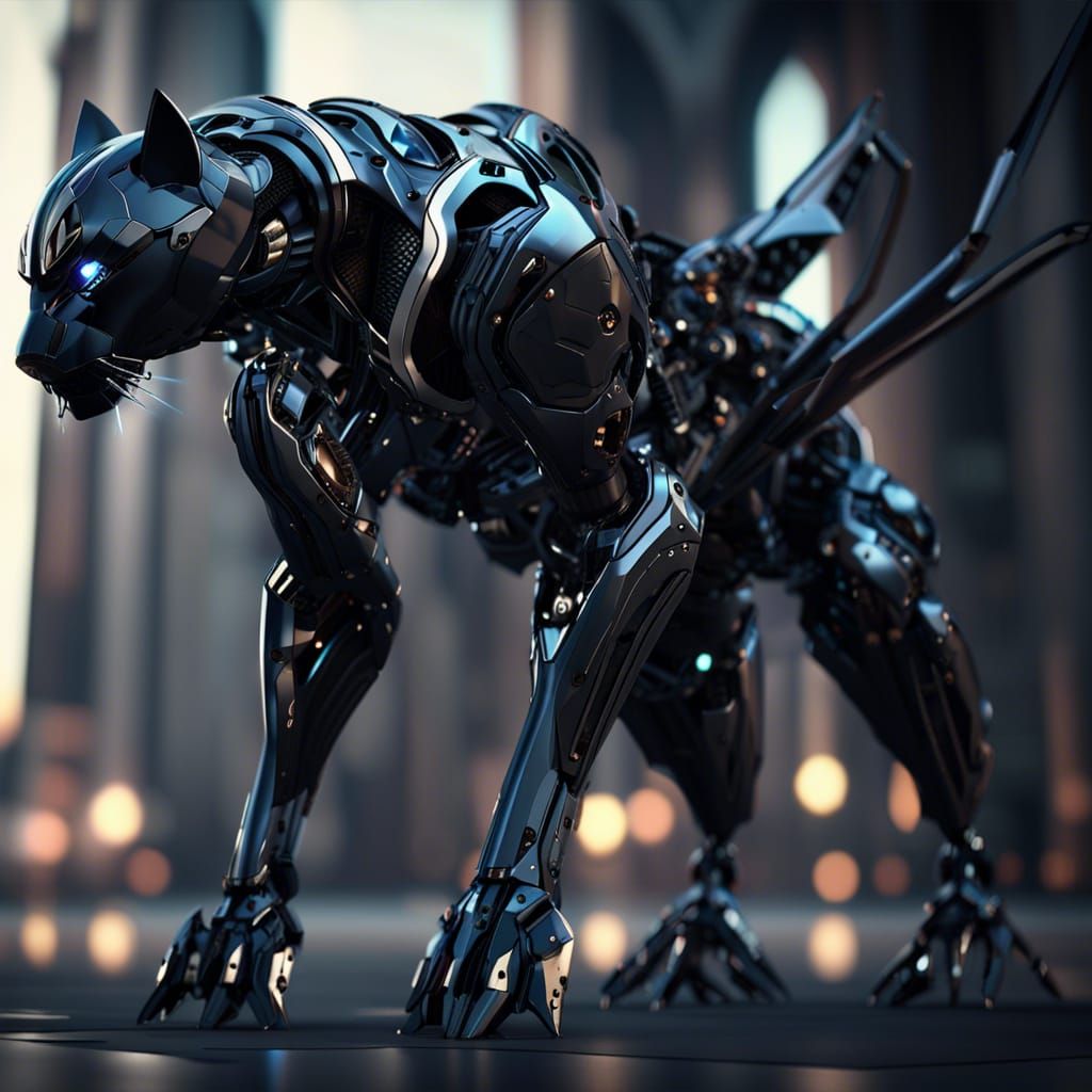 Robotic Black panther with Parametric wings - AI Generated Artwork ...
