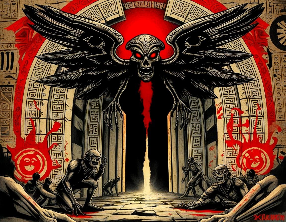 aztec horror - Surreal South American Horror in Cyberpunk Gr...