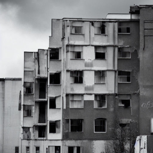 Abandoned Concrete Apartment Building with Gritty ... - AI Art