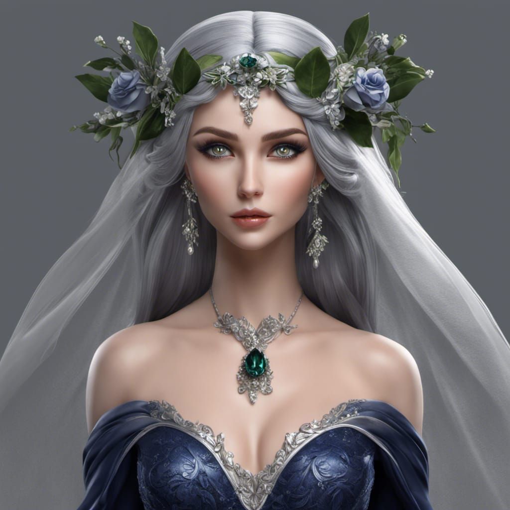 Beauty in a dark blue wedding gown - AI Generated Artwork - NightCafe ...