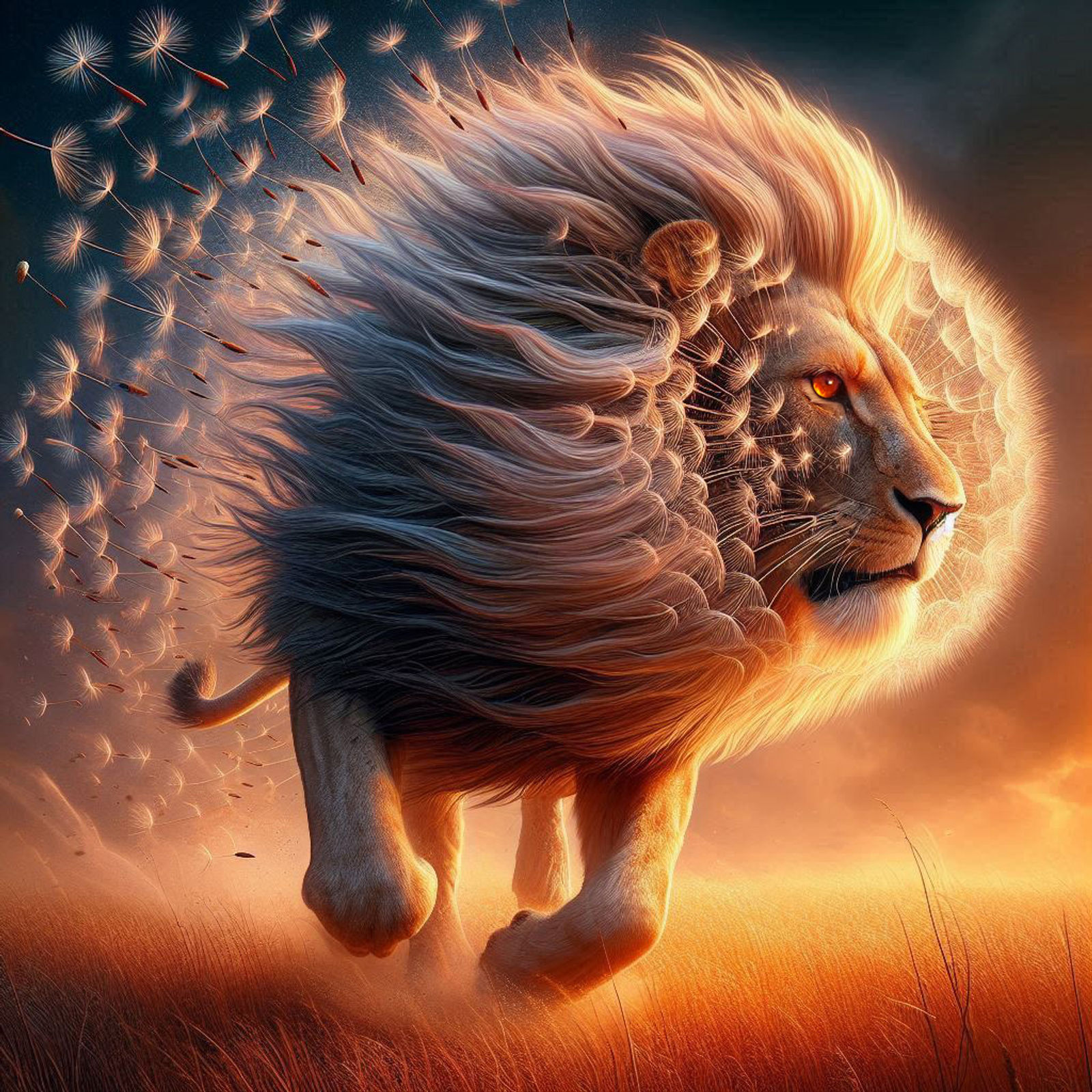 Dandelion dreams in a Lion King's mane - AI Generated Artwork ...