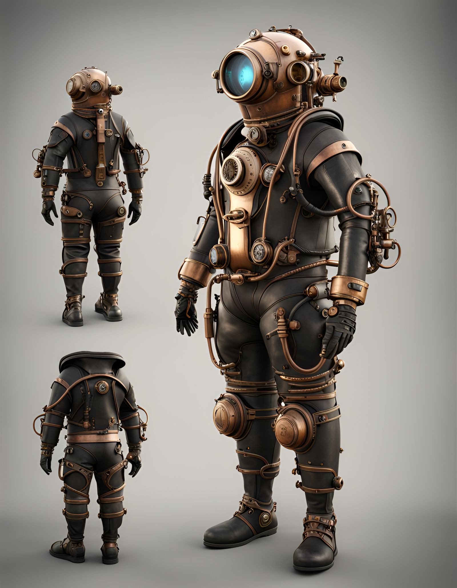 Human Steampunk Diving Suit - AI Generated Artwork - NightCafe Creator