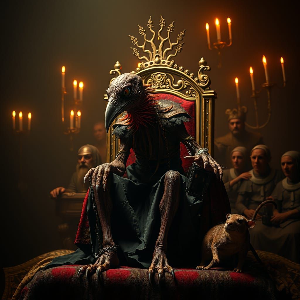 Regal Mutant Goddess with Crow Legs and Cheetah Ar... - AI Art