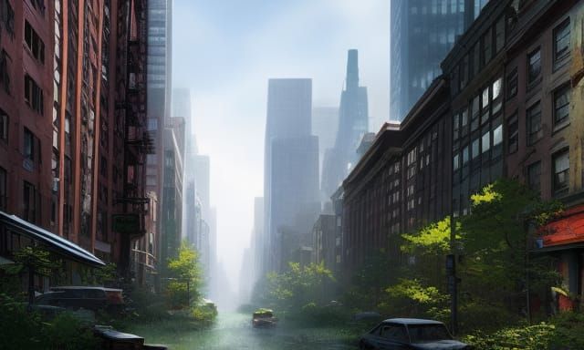 New York City after the Humans - AI Generated Artwork - NightCafe Creator