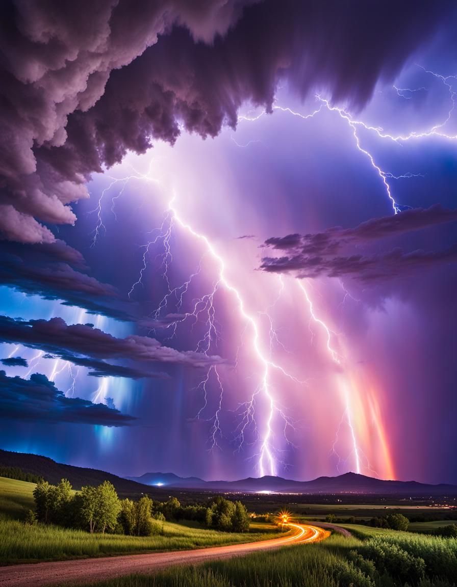 More lightning at night - AI Generated Artwork - NightCafe Creator