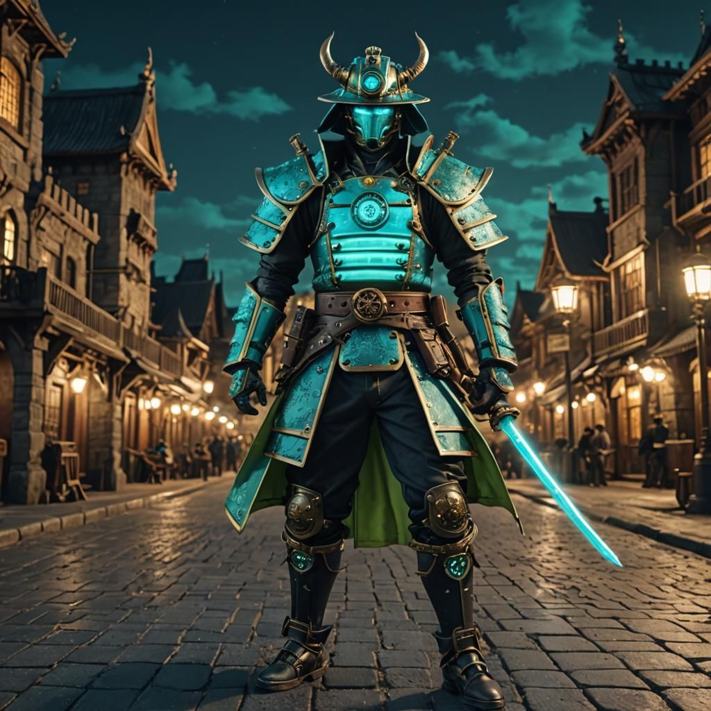 Steampunk Samurai: Water... - AI Generated Artwork - NightCafe Creator