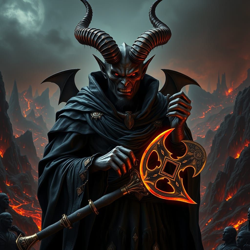 Sickle of the Pit King - Dark Fantasy Devil Lord in Tattered...