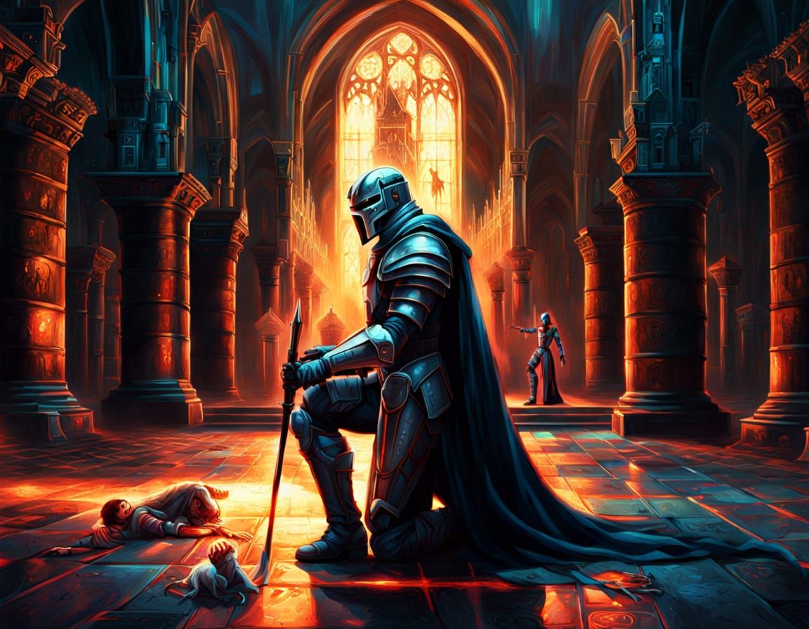 Cyborg Knight Pledges Allegiance to a Holographic ... - AI Art