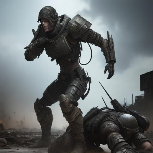 war dystopian fantasy elemental aether punk 8K 3d battlefield people ...