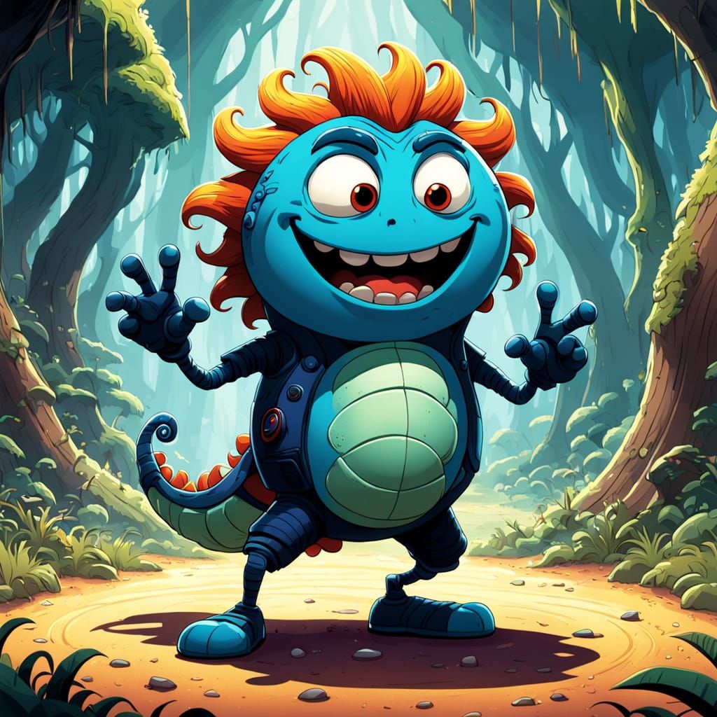 cartoon treponema spirochete - Whimsical Cel-Shaded Treponem...