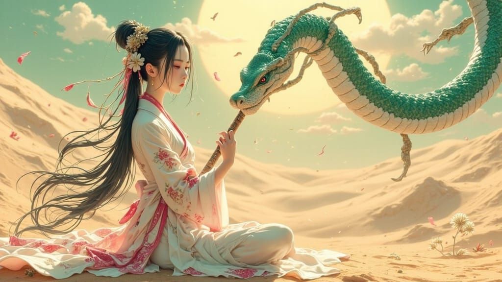 The Dragon Flute - Hyper-Realistic Anime Goddess Plays Encha...