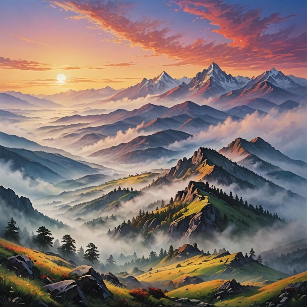 Mountain Landscape - AI Generated Artwork - NightCafe Creator