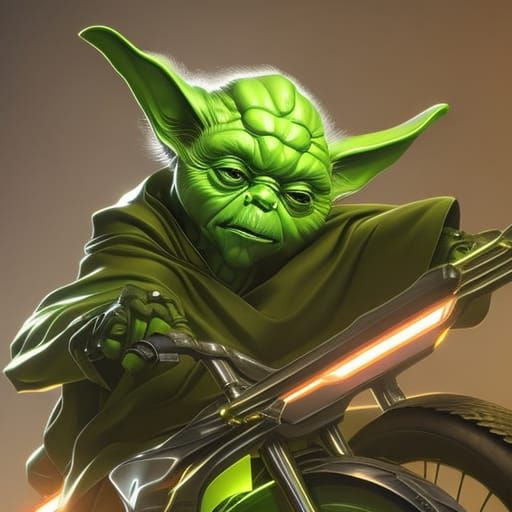 Yoda motorcycle - AI Generated Artwork - NightCafe Creator