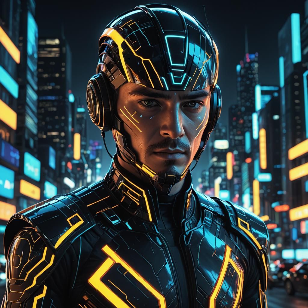 A portrait of @me in tron legacy style.