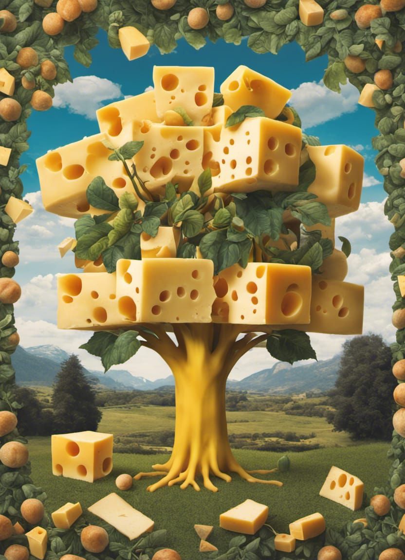 A cheese Garden made from Swiss cheese, cheese plants, cheese tree ...