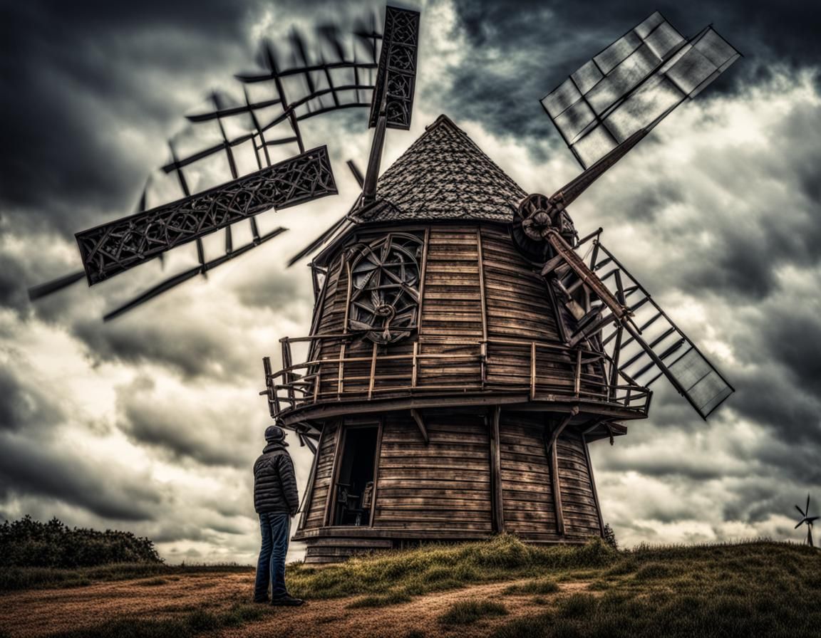 The windmills of your mind - man's head with windmill inside - AI ...