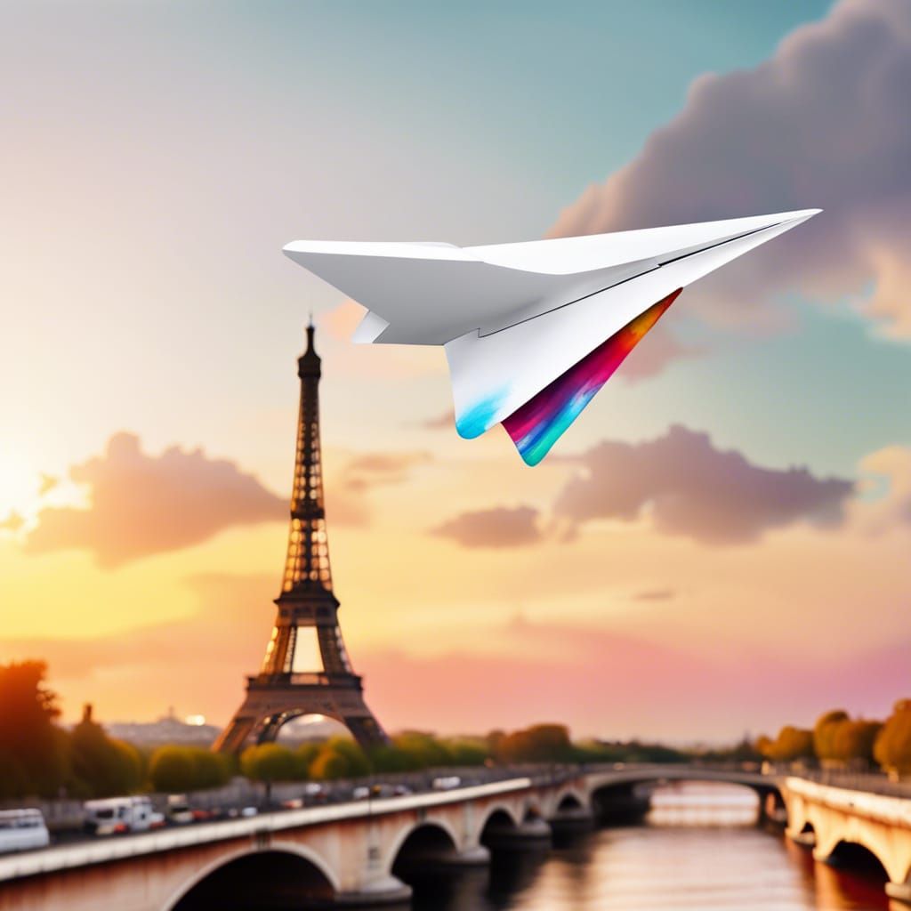 White paper plane flying over Paris - AI Generated Artwork - NightCafe ...