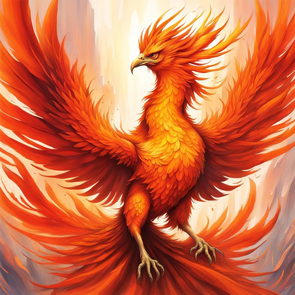 Witness the rebirth of a magnificent phoenix, its feathers a dazzling ...