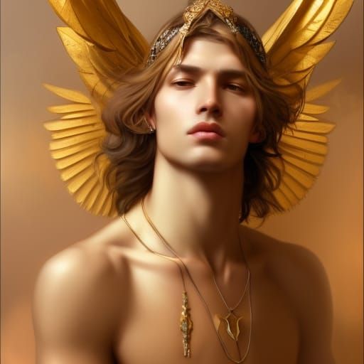 Extravagant ancient ethereal Victoria secret angelic male model gold ...
