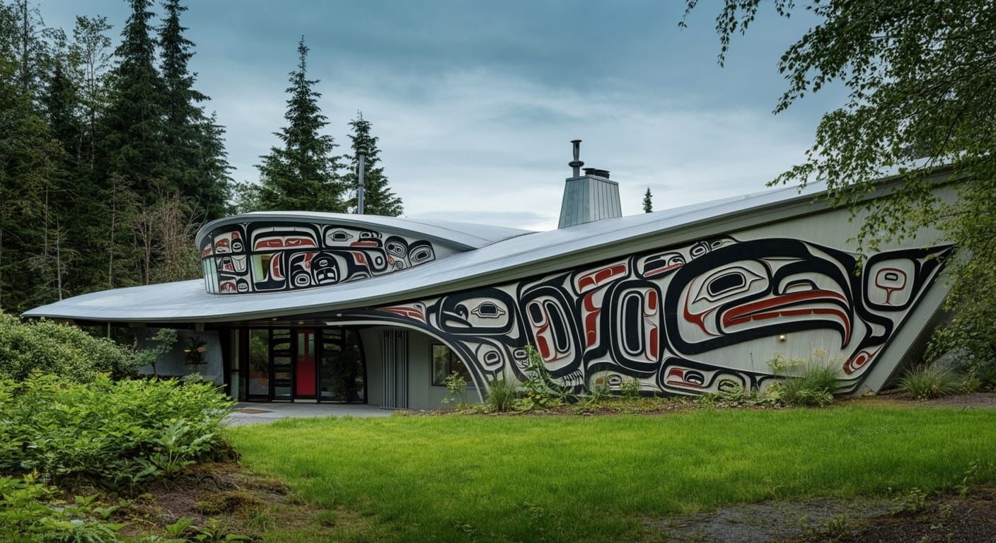 atomic space age home in Craig Alaska, decorated with Haida formline ...