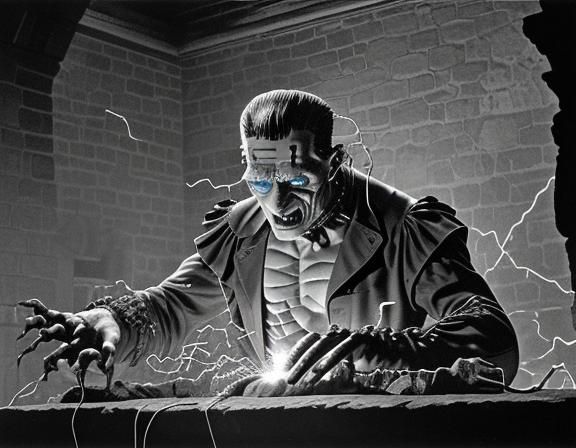 classic frank miller Frankenstein's monster being created in the ...