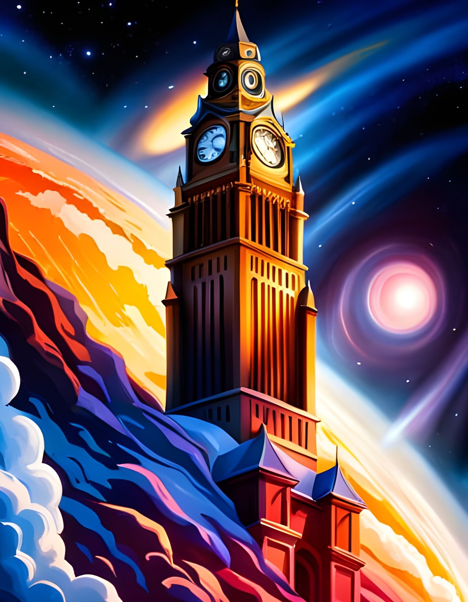 Cosmic Tower of Time - AI Generated Artwork - NightCafe Creator