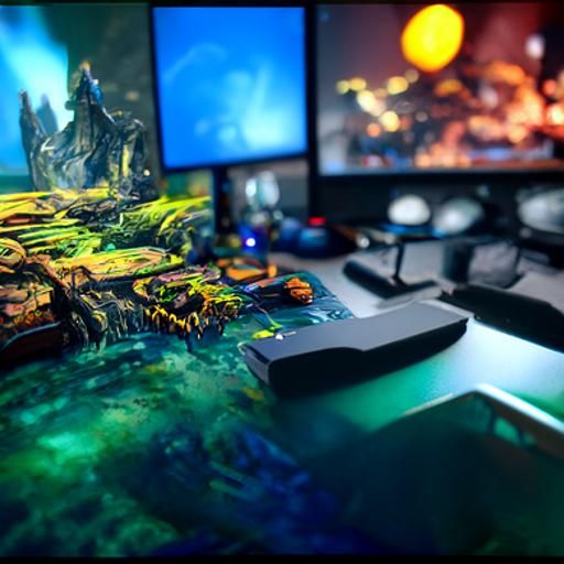 Gaming setup - AI Generated Artwork - NightCafe Creator