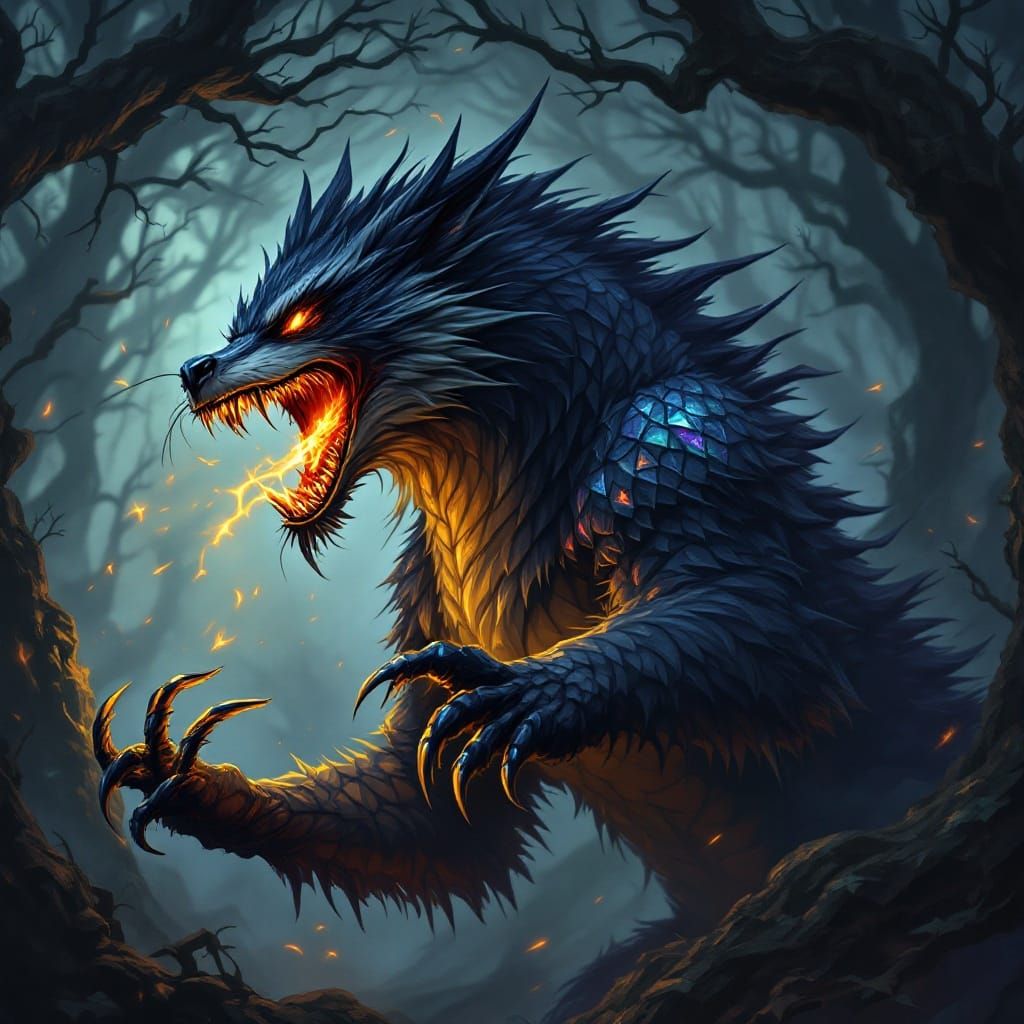 Majestic Raccoon Dragon Hybrid Unleashes Inner Fir... - AI Art