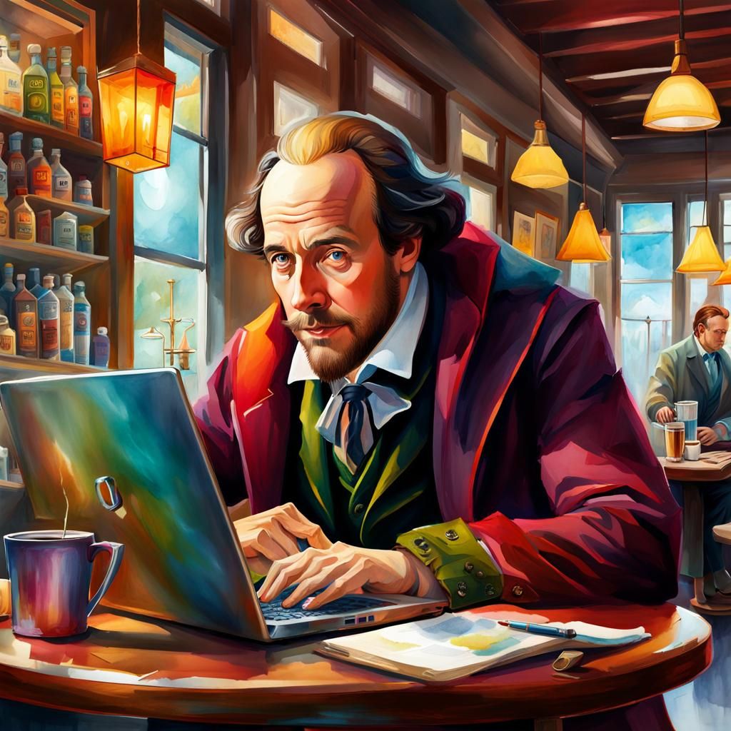 Shakespeare discovers Reddit - AI Generated Artwork - NightCafe Creator